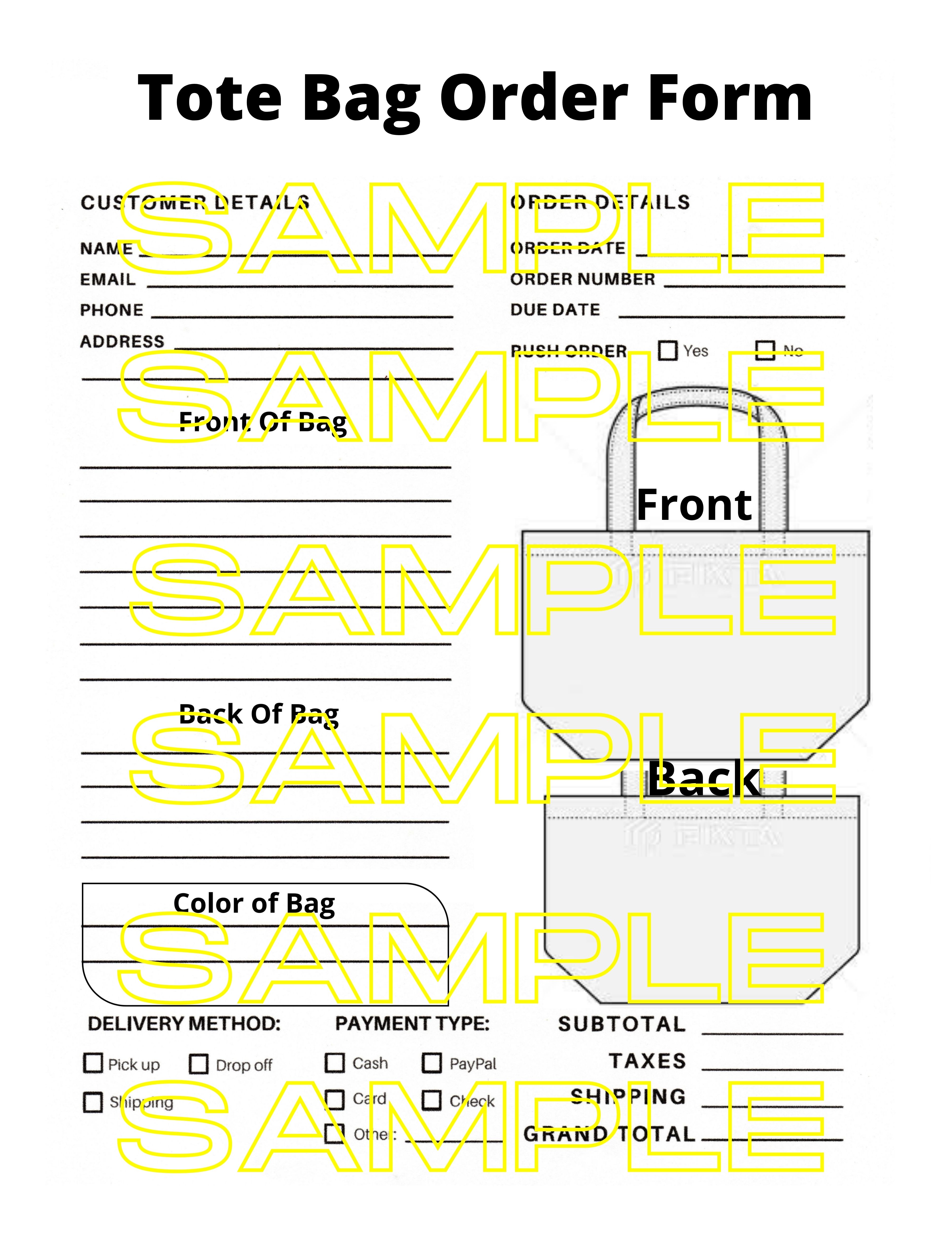 Tote Bag Order Form - FaeHolm